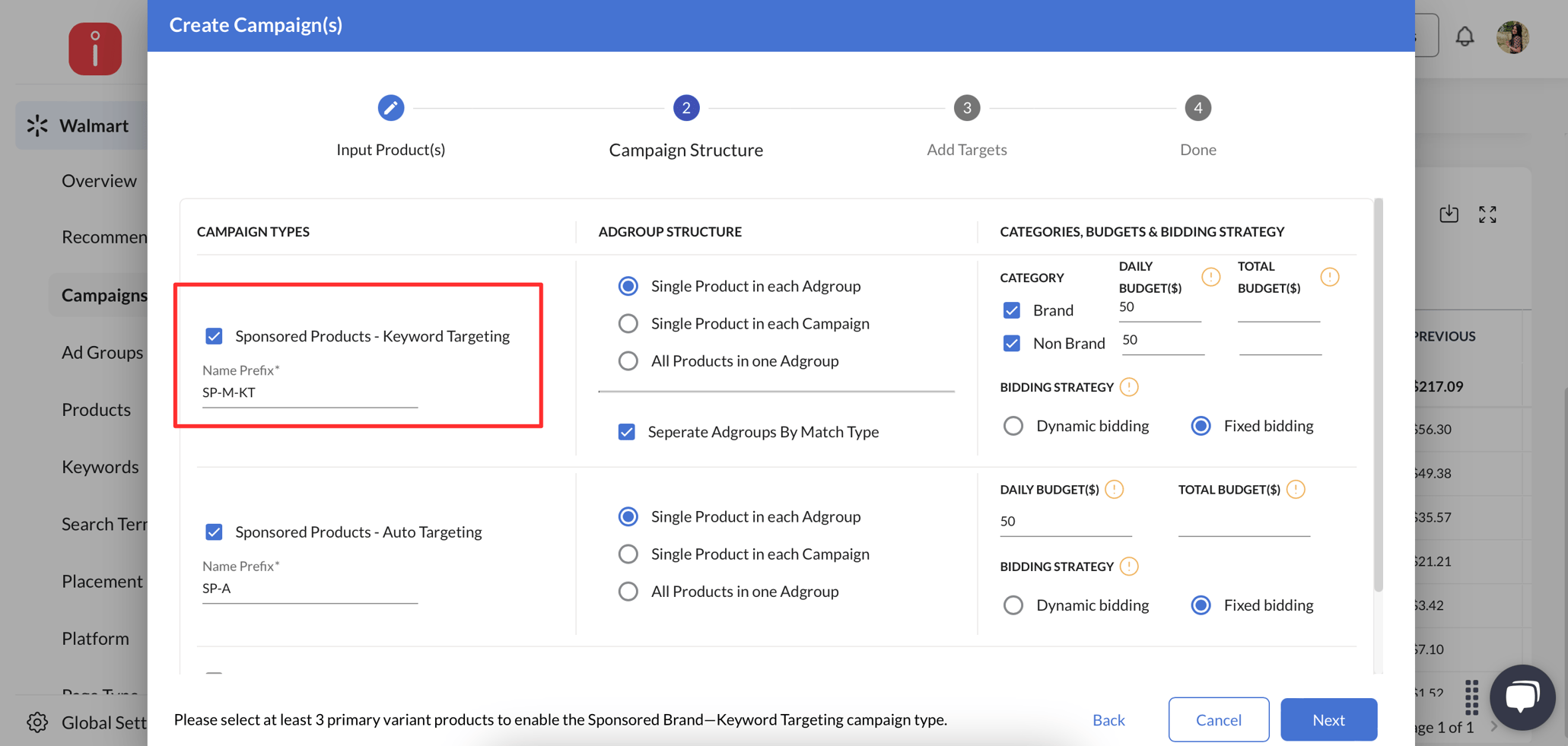 Walmart: Expanded Targeting for Auto Targeting Campaigns